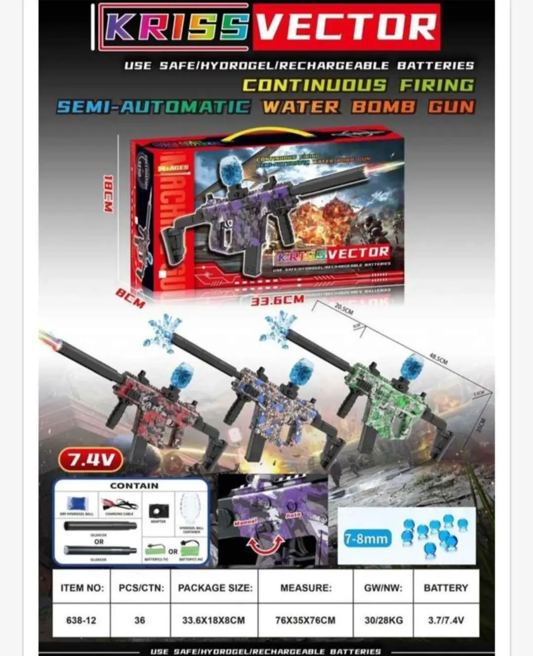PISTOLA HIDROGEL LED KRISS VECTOR - Hola Oferta